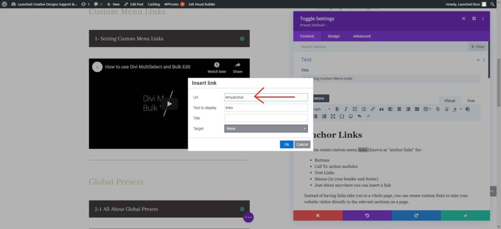 Menus and Anchor Links | Launched Creative Designs Support & Documentation